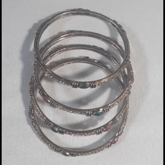 Jewelry | Indian Costume Bangles Gold Green And Red | Poshmark